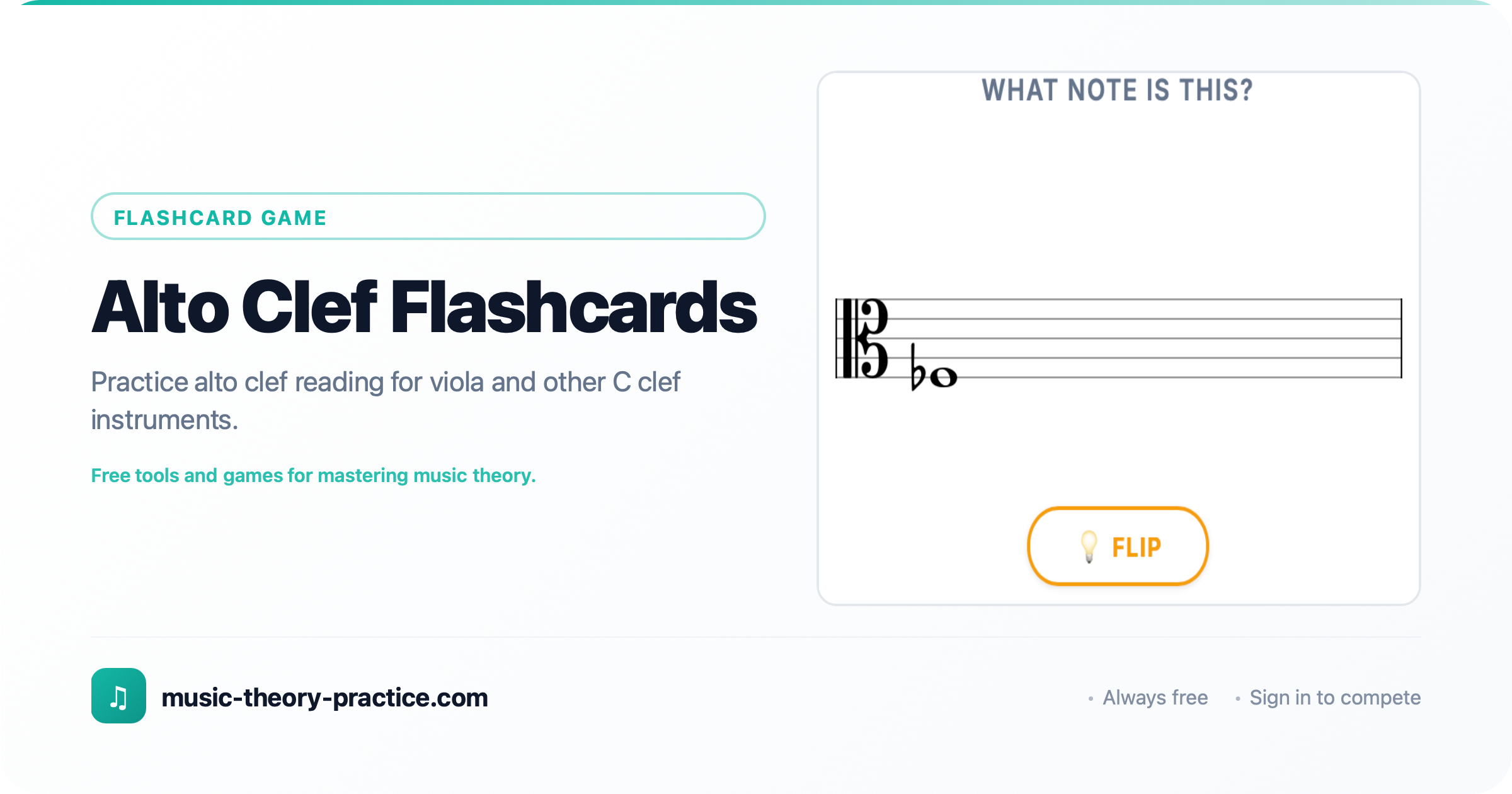 Alto Clef Flashcards – Viola Note Reading Practice