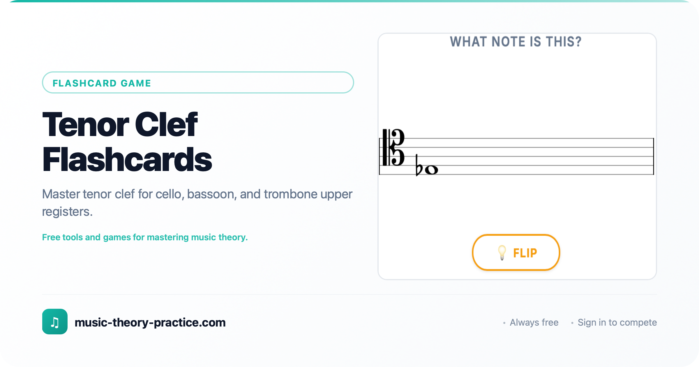 Tenor Clef Flashcards – Cello & Trombone Practice