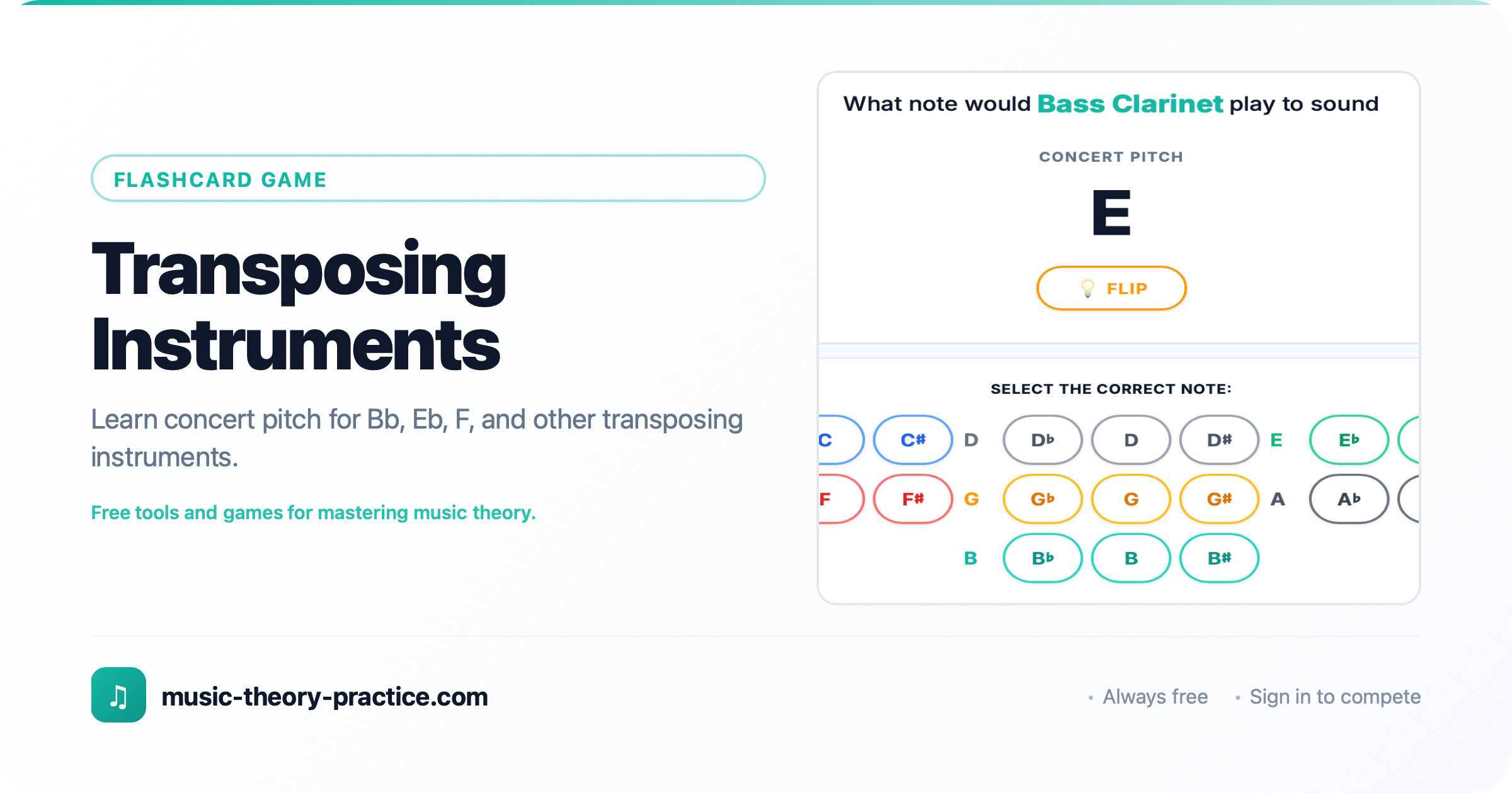 Transposing Instruments Flashcards – Free Practice