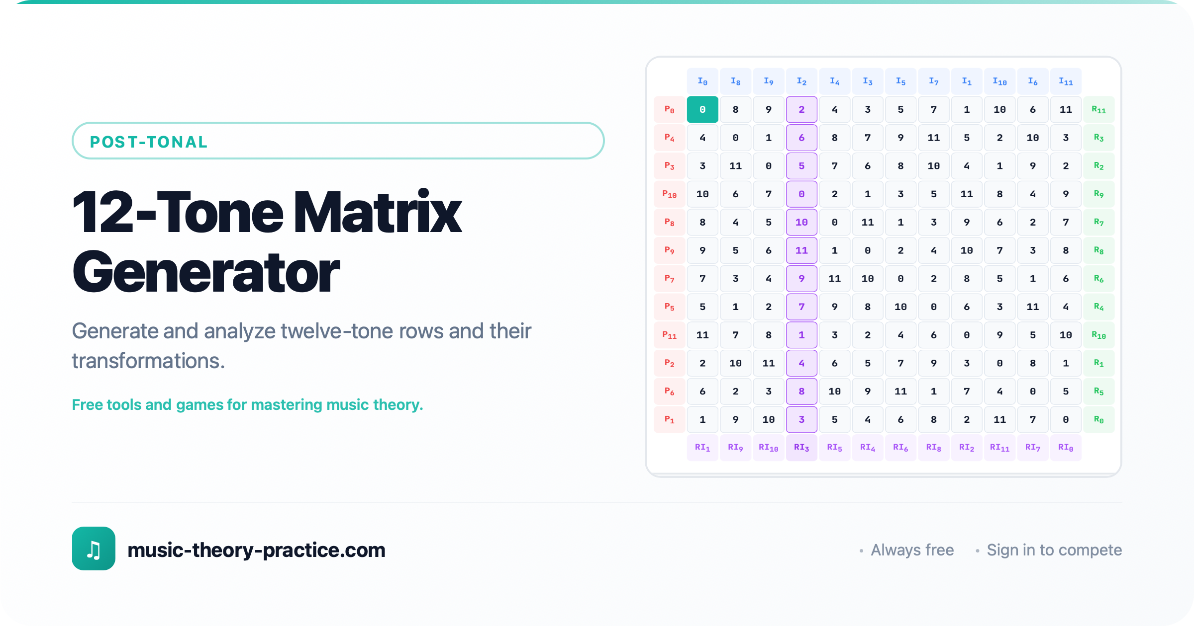 12-Tone Matrix Generator – Serial Composition